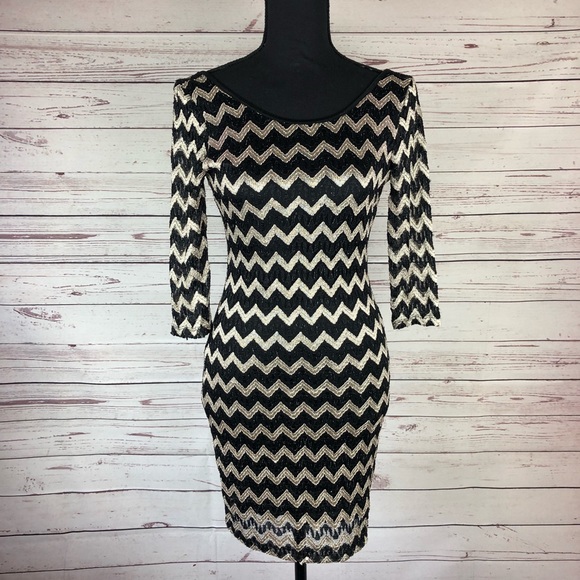 Foreign Exchange | Dresses | Foreign Exchange Bodycon Gold Black ...